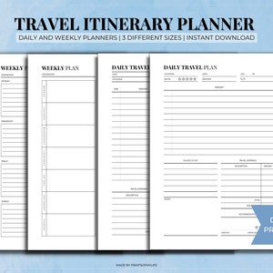 Travel Itinerary Planner Daily and Weekly Trip Schedule Summer Holiday ...