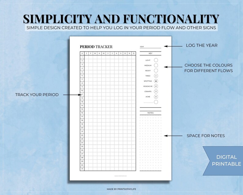 Period Tracker Printable Menstrual Cycle Length Journal Fertility ...