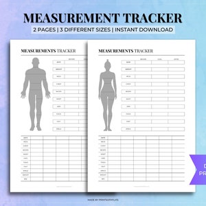 Measurement Tracker Template Women Men Fitness Goal Tracker - Etsy