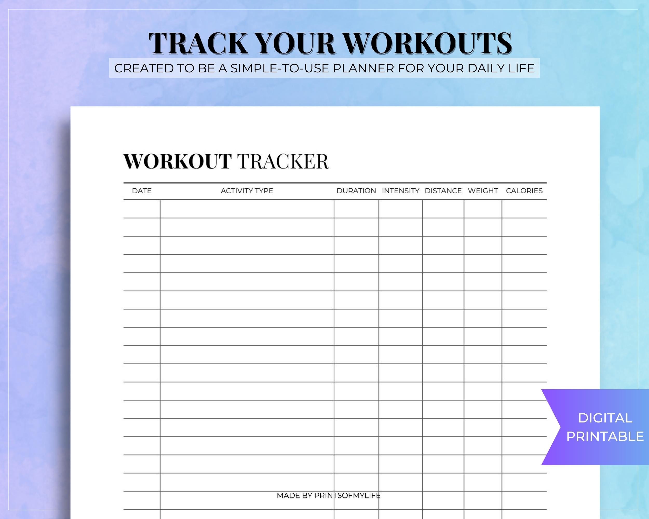 Workout Tracker Template Printable Planner Fitness Goal Tracker ...