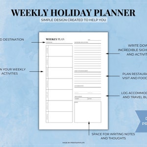Travel Itinerary Planner Daily and Weekly Trip Schedule Summer Holiday ...