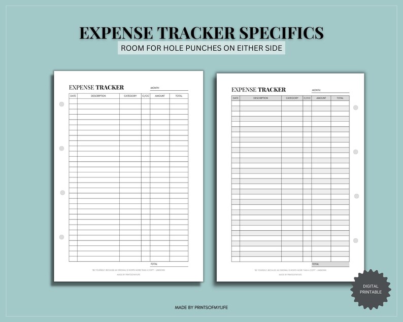 Expense Tracker Template Spending Tracker Journal Financial Budget ...