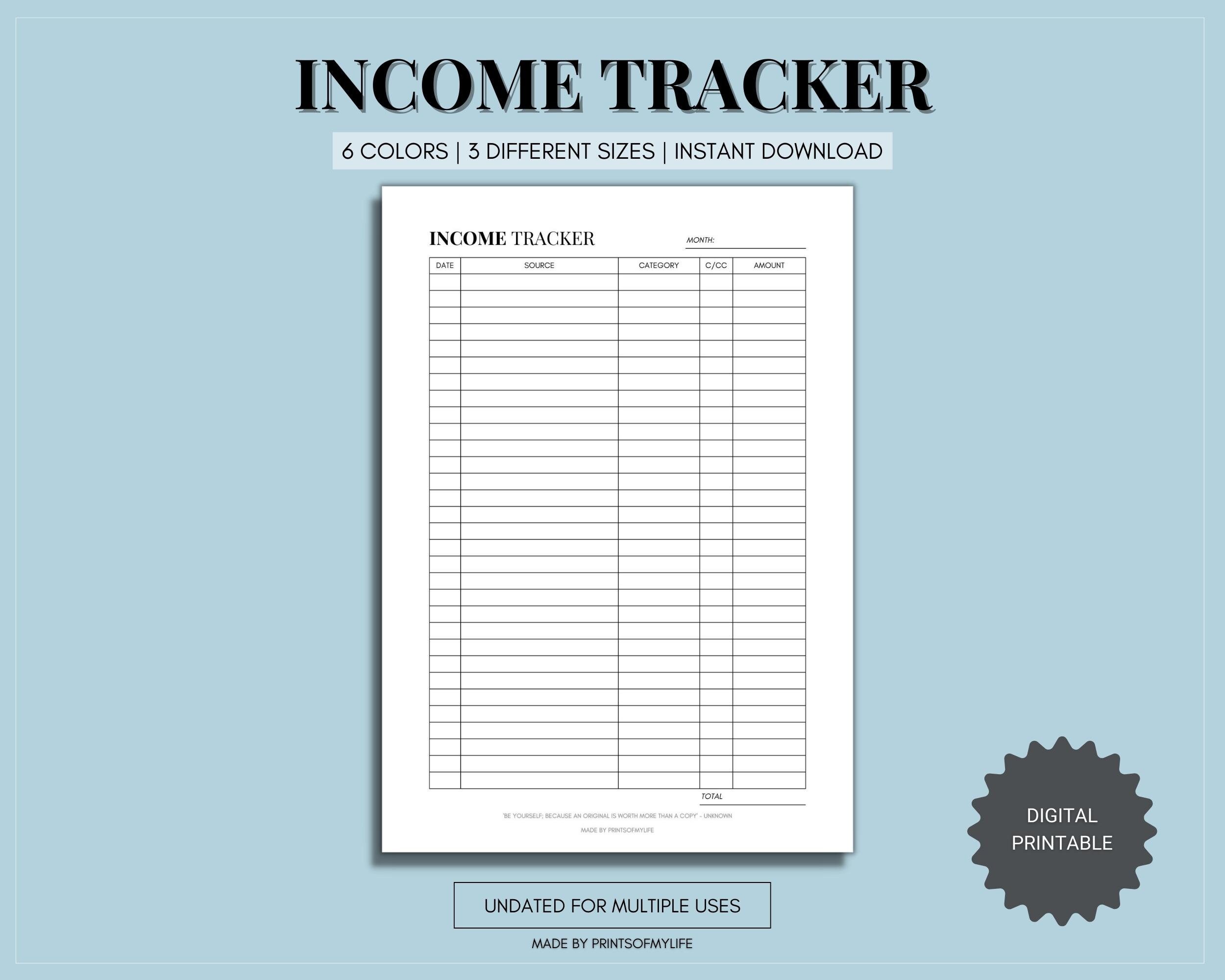 Income Tracker Template Earning Financial Budget Money Planner Monthly ...