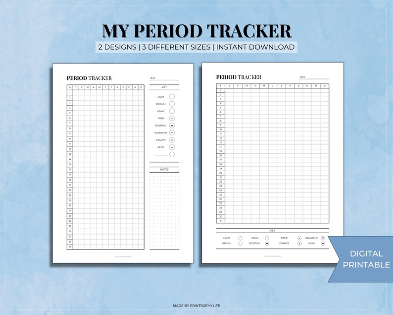 Period Tracker Printable Menstrual Cycle Length Journal Fertility ...