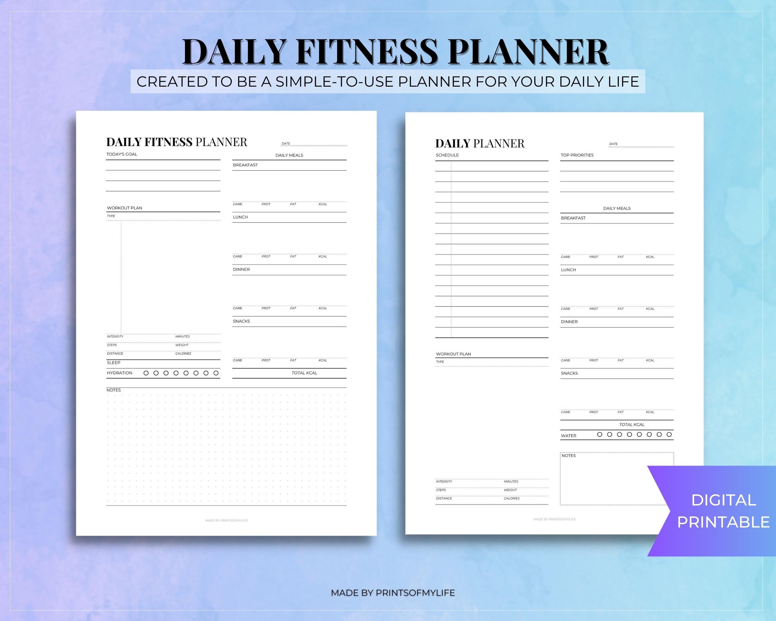 Daily Workout and Fitness Planner Workout Planner Fitness Journal ...
