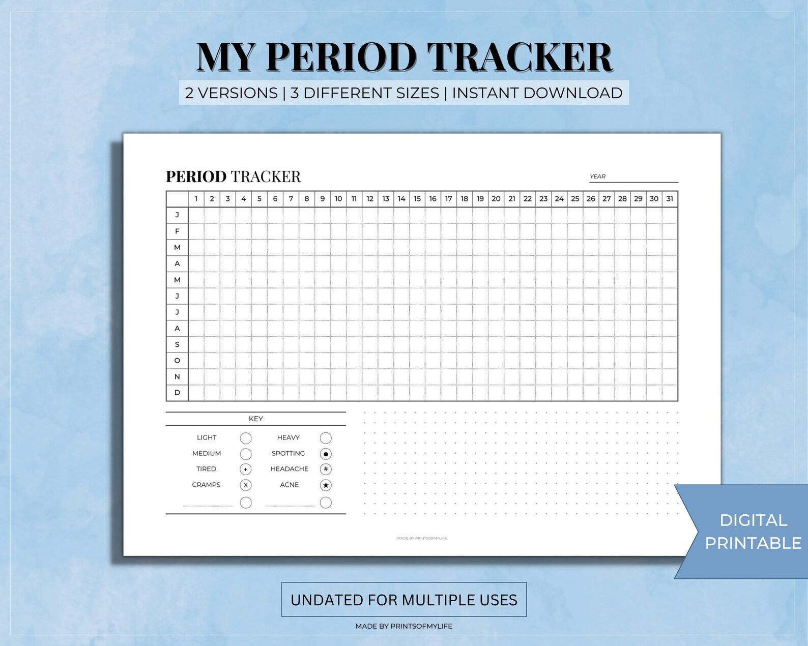 Period Tracker Printable Menstrual Cycle Length Journal Fertility ...