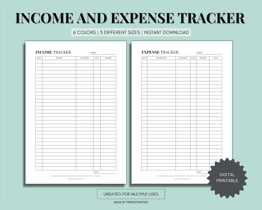 Income and Expense Tracker Printable Financial Planner Monthly Budget ...