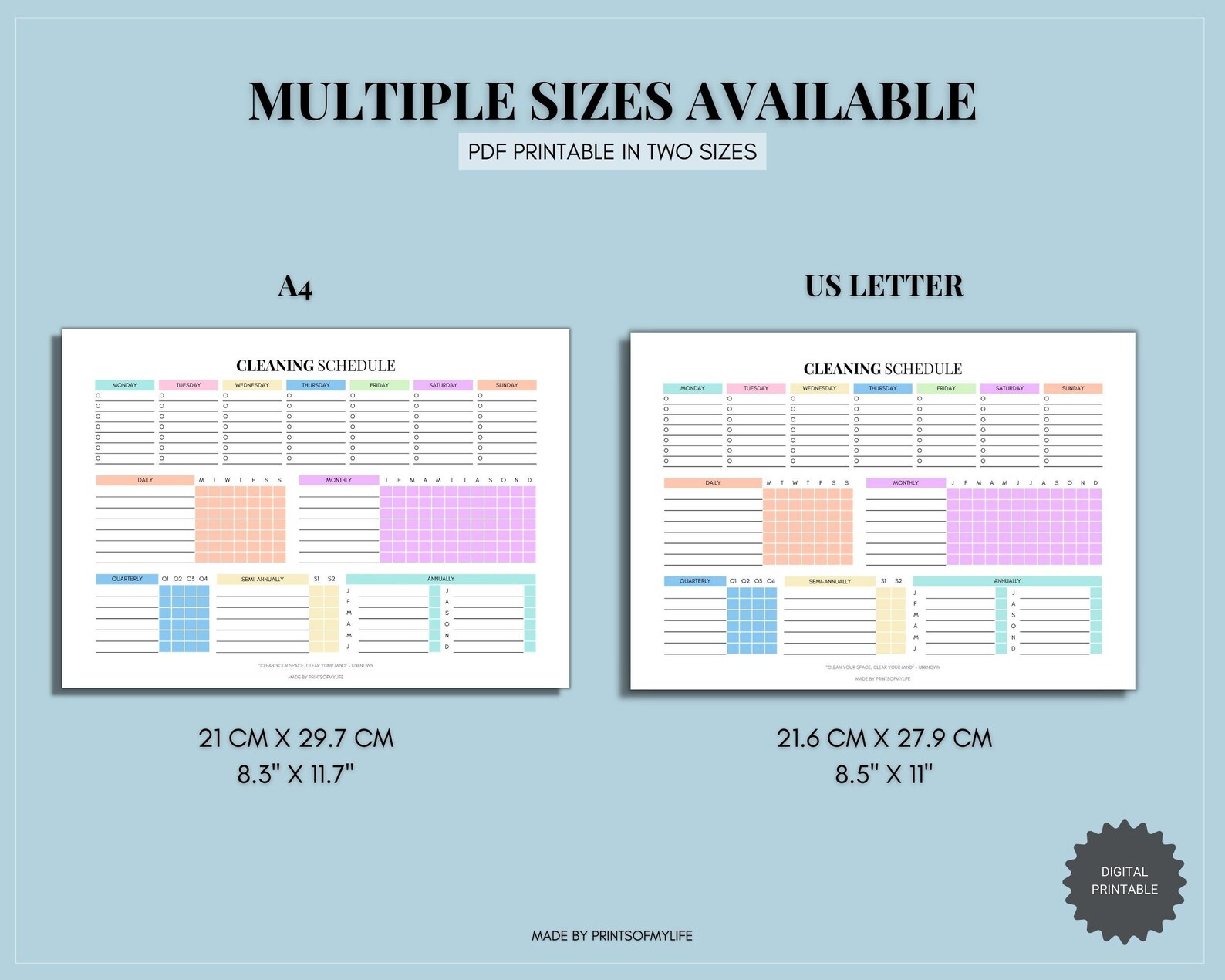 Household Cleaning Schedule Template Clean Task List Digital Cleaning List Daily Planning Chore ...