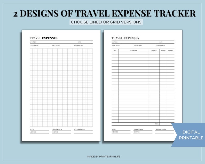 Vacation Budget Planner Family Expense Tracker Travel Spending ...