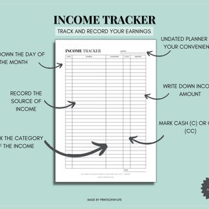 Income and Expense Tracker Printable Financial Planner Monthly Budget ...