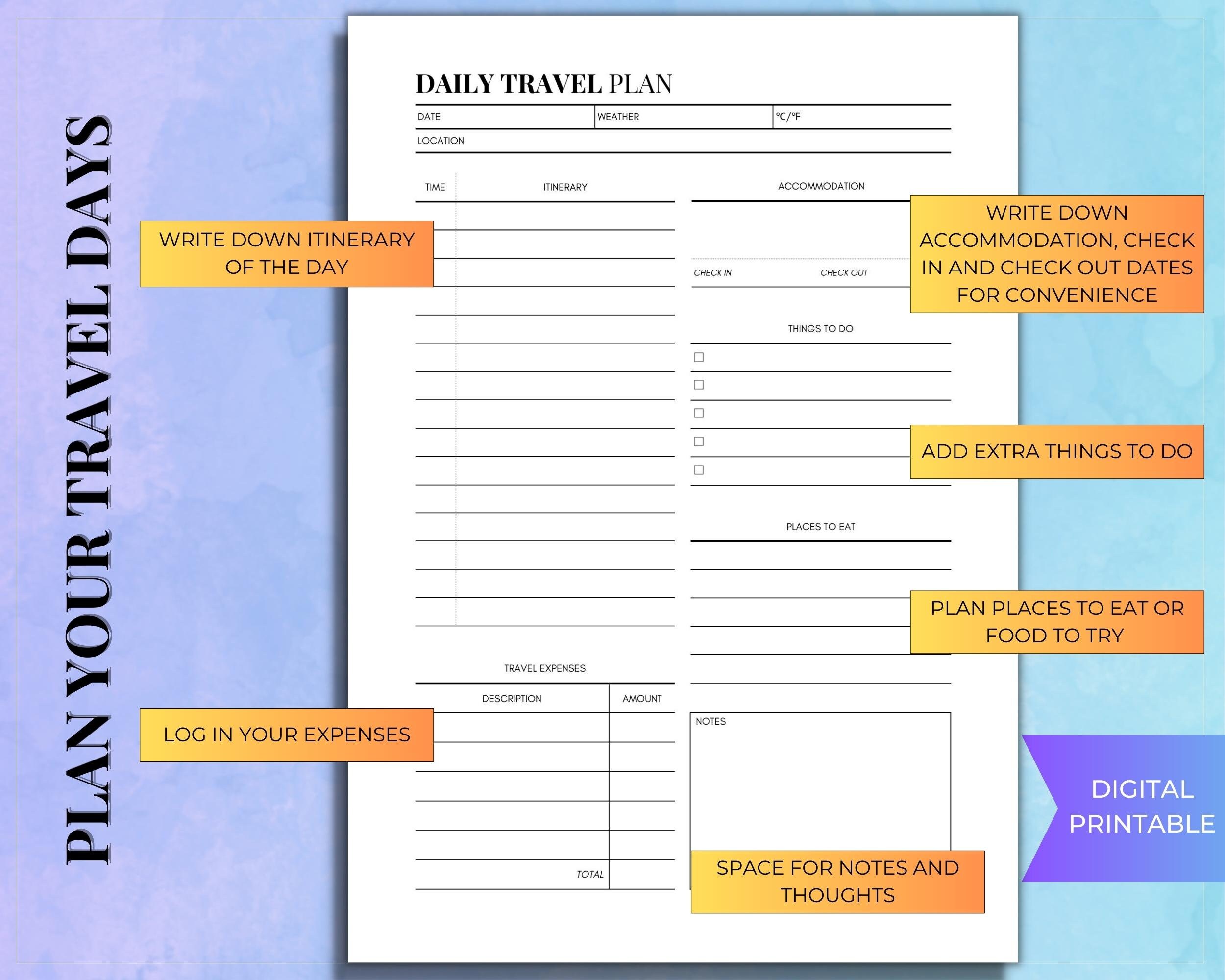 Summer Holiday Planner Travel Itinerary Journal Printable Travel ...