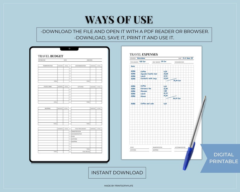 Vacation Budget Planner Family Expense Tracker Travel Spending ...