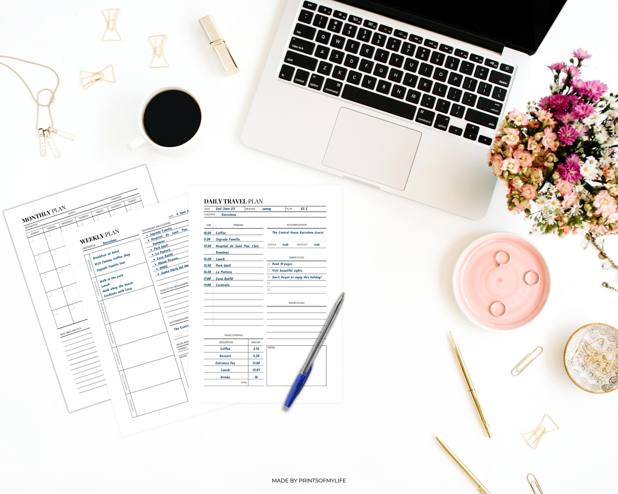 Summer Holiday Planner Travel Itinerary Journal Printable Travel ...