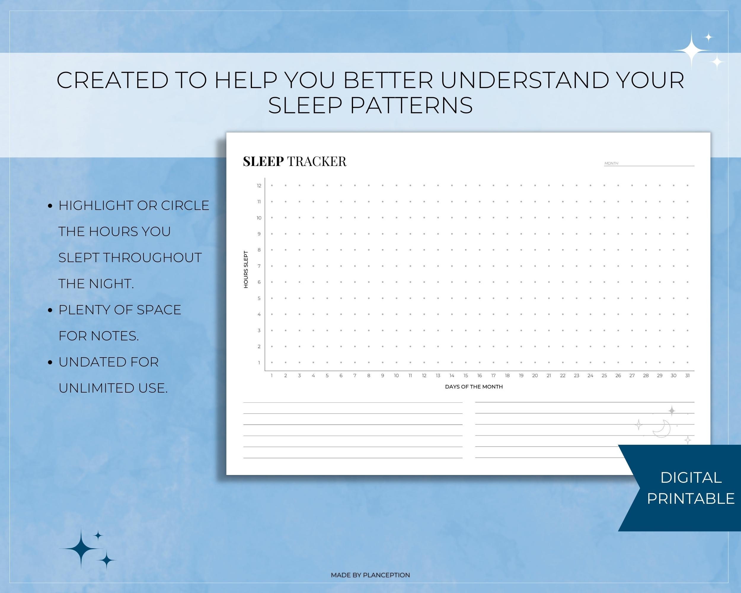 Sleep Tracker Printable Monthly Sleep Log Sleep Quality Journal Sleep ...