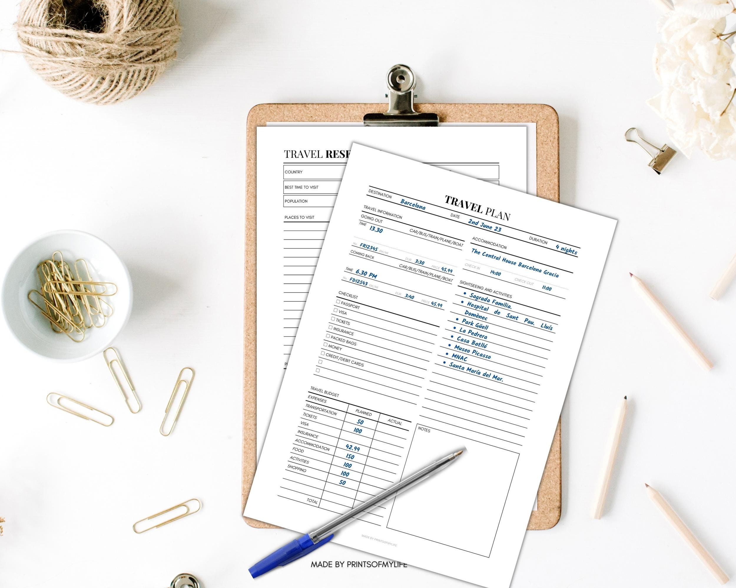 Travel Planner Printable for Holiday Organizer Template Family Vacation ...