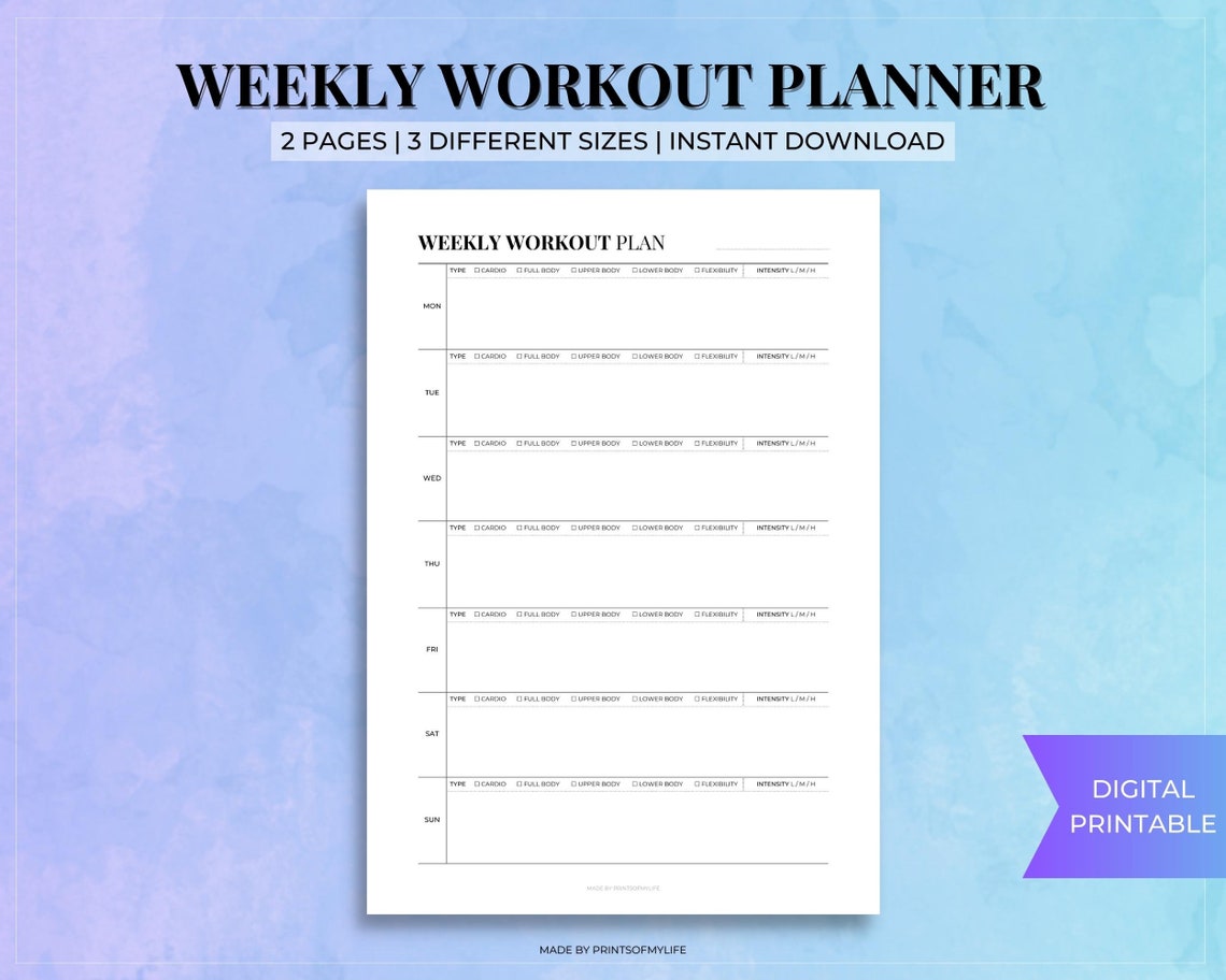 Printable Weekly Workout Planner: Organize and Optimize Your Fitness ...