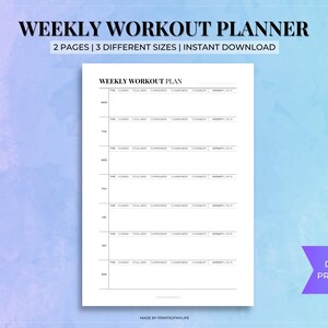 Printable Weekly Workout Planner: Organize and Optimize Your Fitness ...