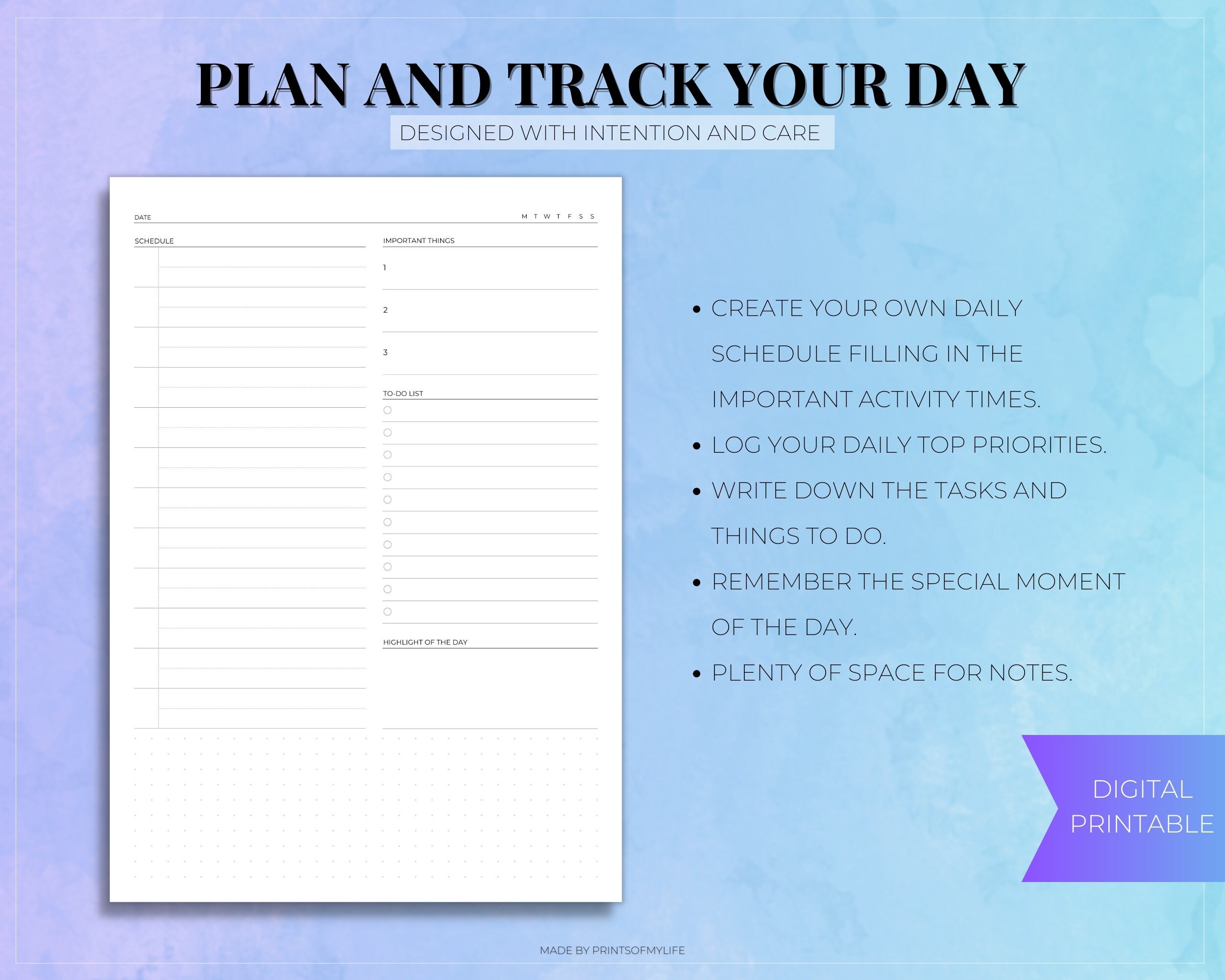 Digital Daily Planner Printable Productivity To-do List - Etsy