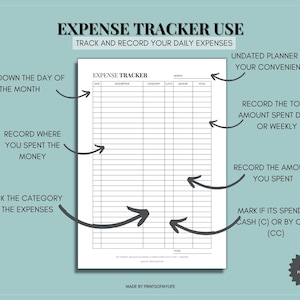Expense Tracker Template Spending Tracker Journal Financial Budget ...