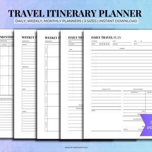 Summer Holiday Planner Travel Itinerary Journal Printable Travel ...