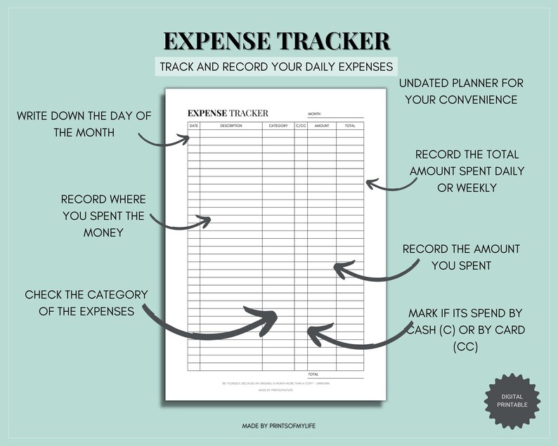 Income and Expense Tracker Printable Financial Planner Monthly Budget ...