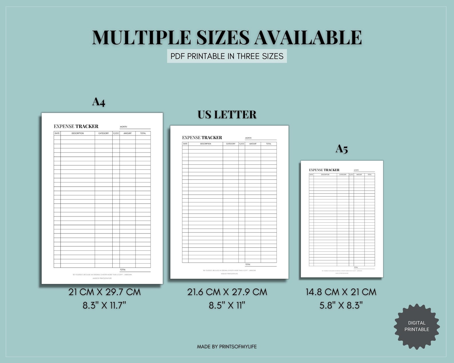 Expense Tracker Template Spending Tracker Journal Financial Budget ...