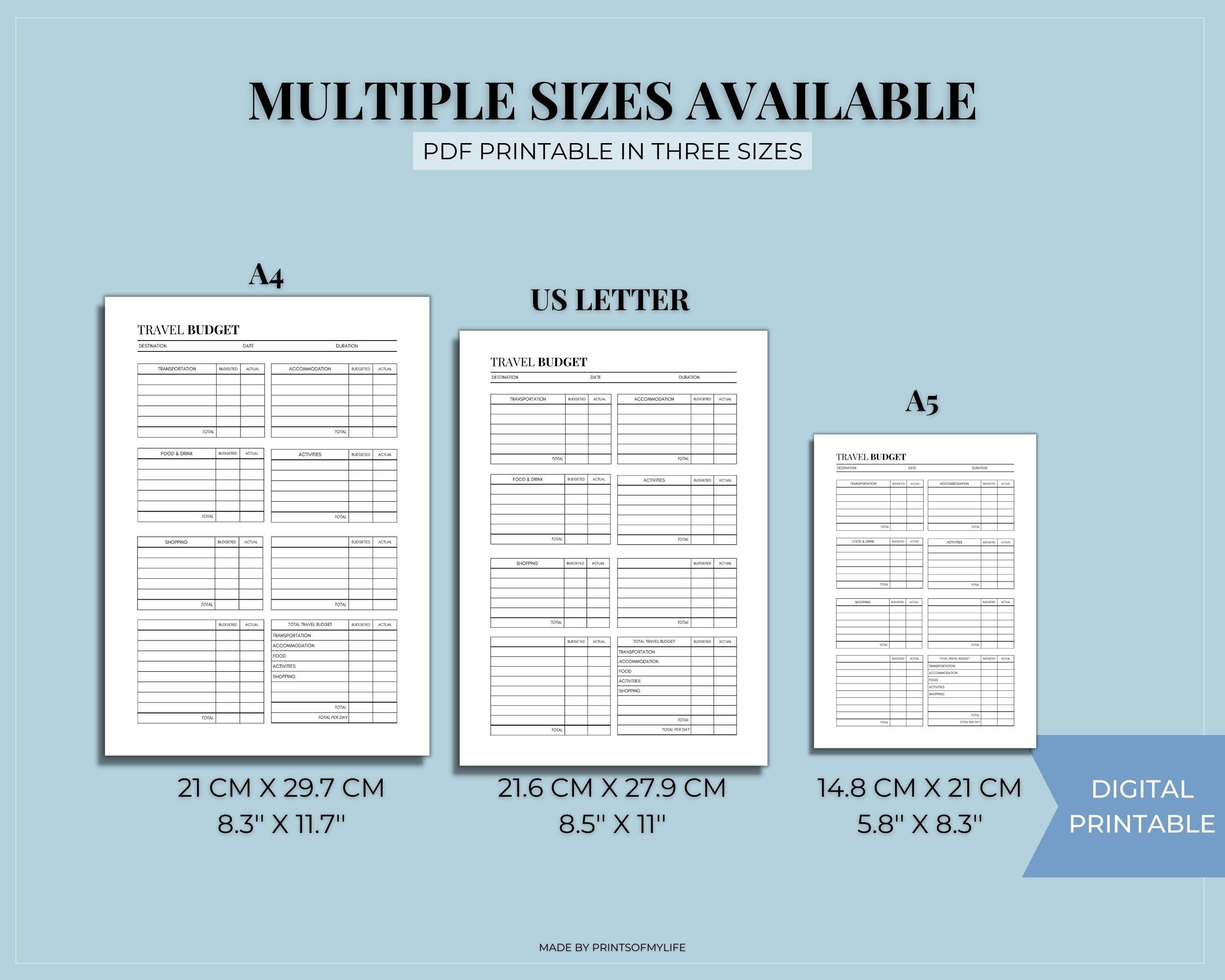 Vacation Budget Planner Family Expense Tracker Travel Spending ...