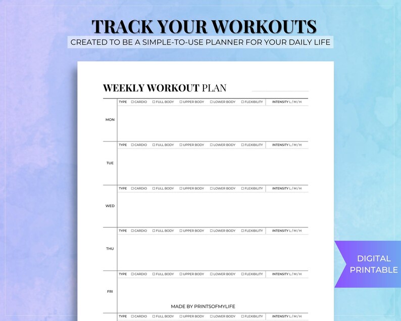 Printable Weekly Workout Planner: Organize and Optimize Your Fitness ...