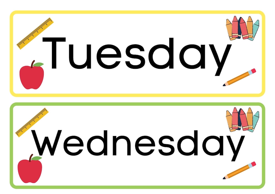 Days of the Week Printable Flashcards| Instant Download| Days of the ...