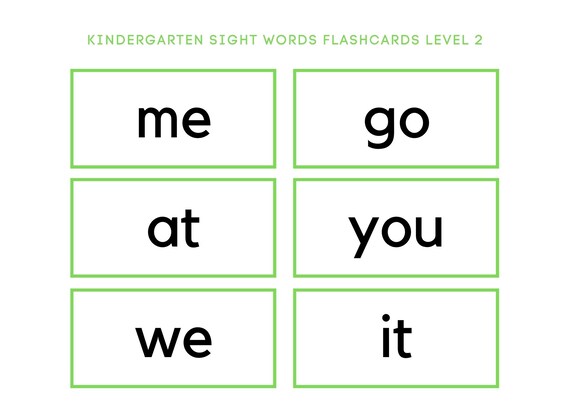 Kindergarten Sight Words Printable Flashcards Instant - Etsy UK