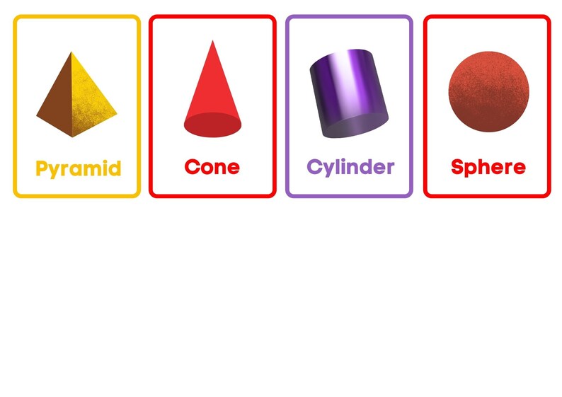 Colorful Shapes Printable Flashcards Instant Download 3-D Shapes Basic ...