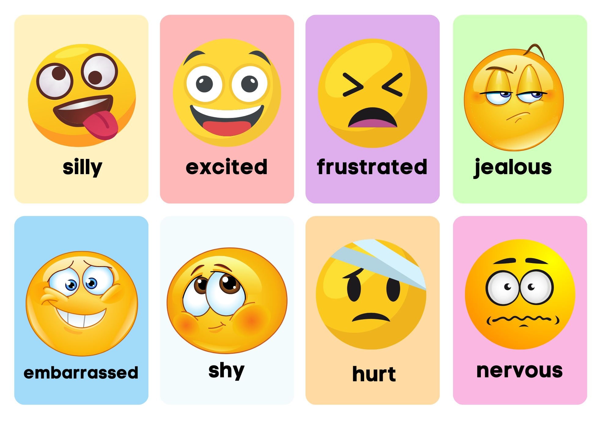 Emotions Emoji Printable Flashcards Instant Download Emotions Classroom Flashcards Pre-k Flash ...