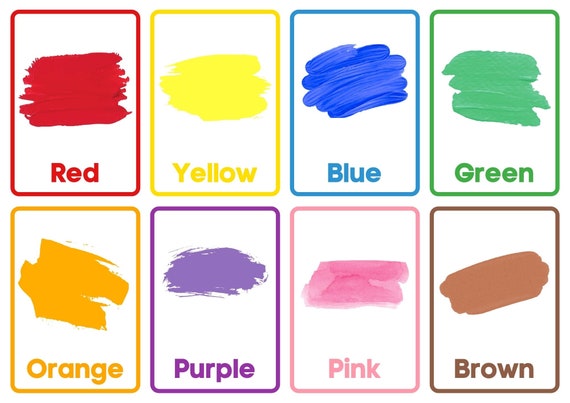 Colorful Printable Flashcards Instant Download Basic Colors | Etsy