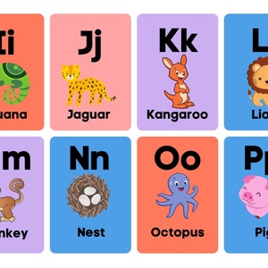 Abc's and Animals Printable Flash Cards| Instant Download| Preschool ...