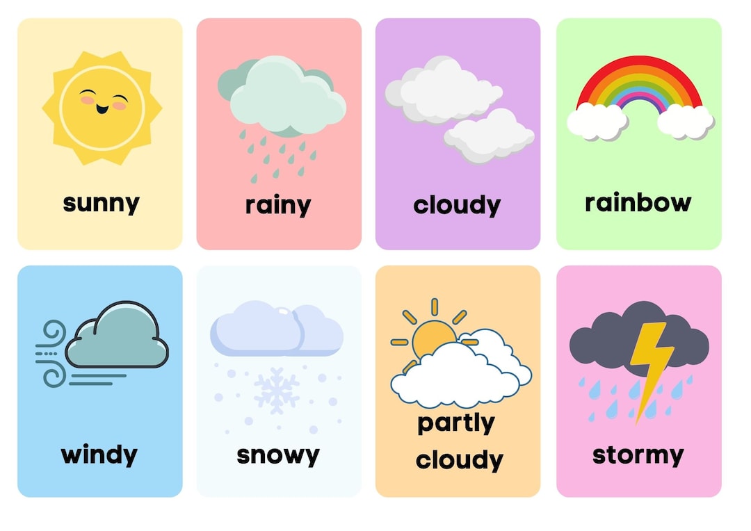 Weather Printable Flash Cards| Instant Download| Preschool Weather ...