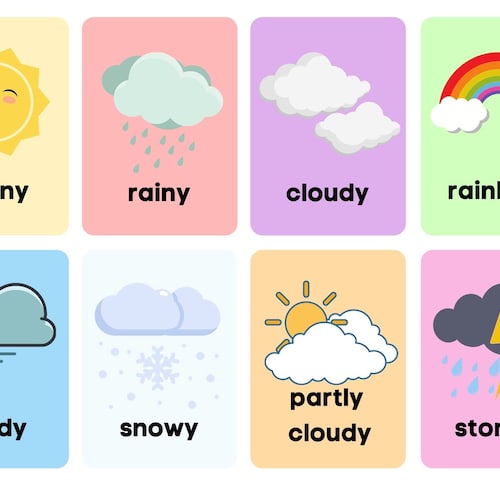 Weather Printable Flash Cards Instant Download Preschool - Etsy