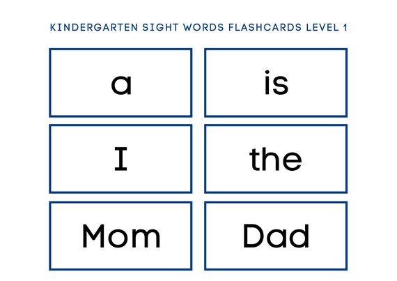 Kindergarten Sight Words Printable Flashcards Instant | Etsy