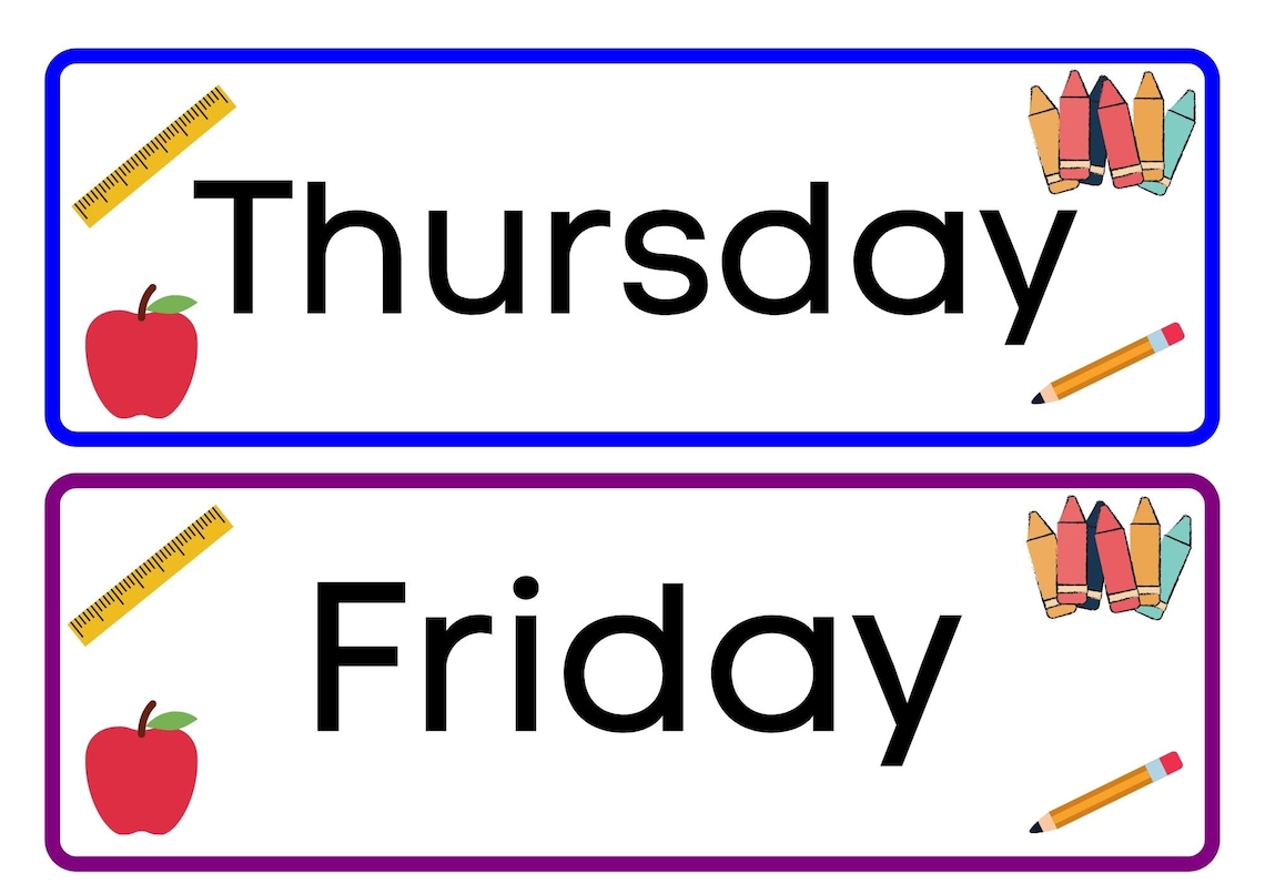 Days of the Week Printable Flashcards| Instant Download| Days of the ...
