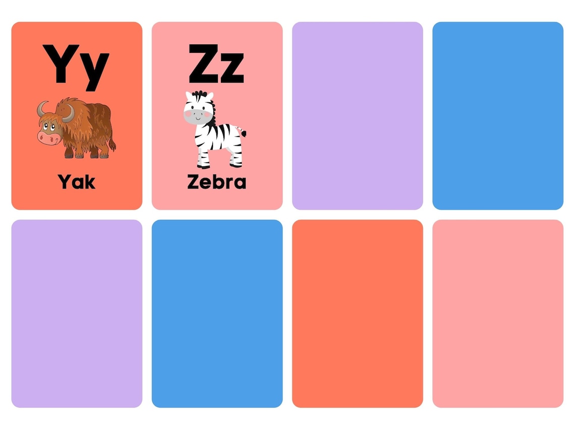 Abc's and Animals Printable Flash Cards| Instant Download| Preschool ...