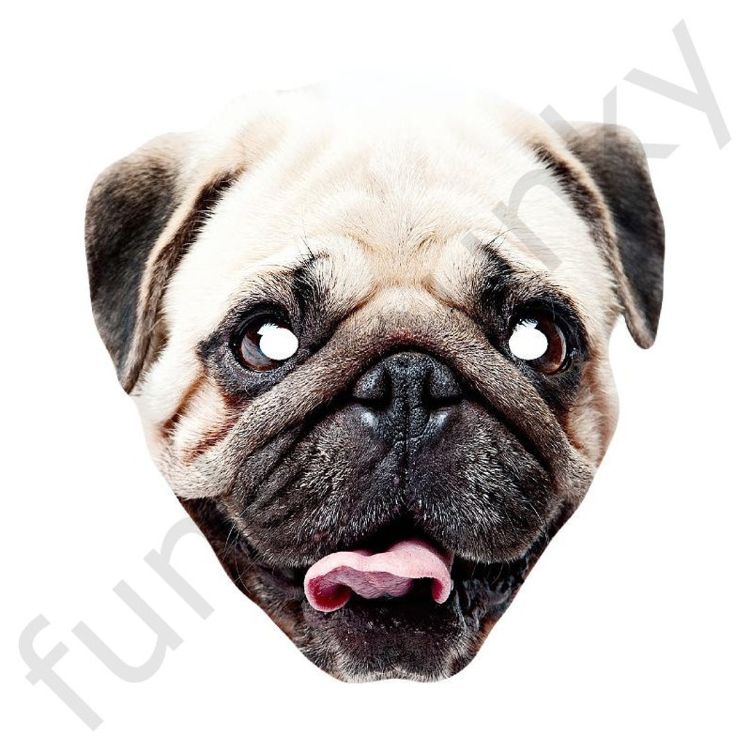 Pug Dog Animal Card Cardboard Mask Ready to Wear Ready to Wear order by ...