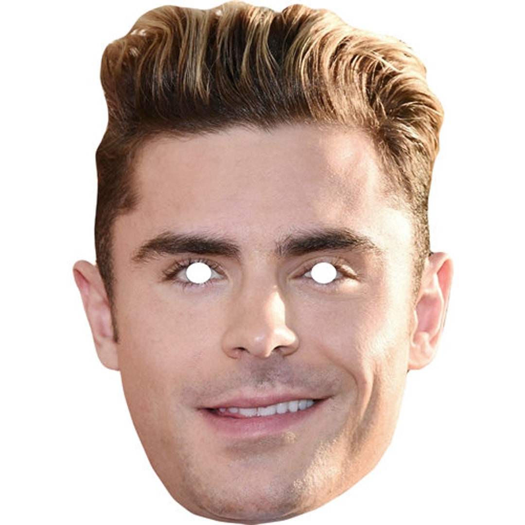 Zac Efron Celebrity Actor Card Mask Ready to Wear order by 3pm UK for Same Day Dispatch mon-fri ...