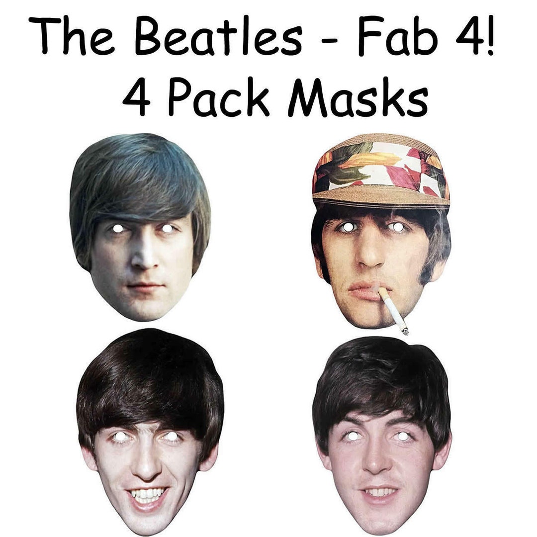4 Pack Fab Four Masks, Ringo, Paul, George and John Retro-order by 3pm ...