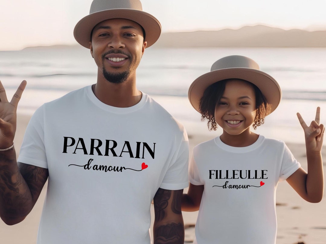 Tee-shirt Parrain et filleule d'amour, Duo parrain et filleul assortis ...
