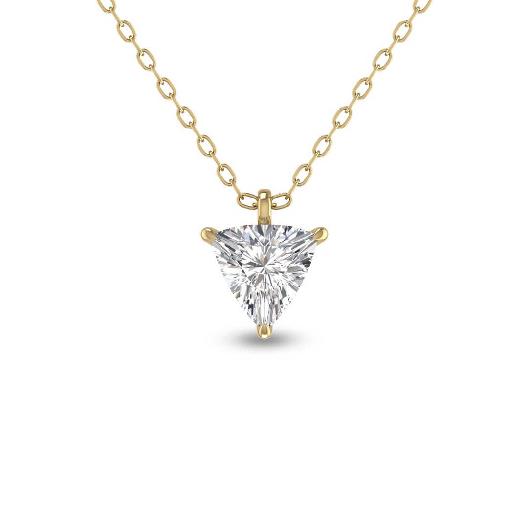Lab Grown Trillion Shaped Solitaire Diamond Pendant Available - Etsy