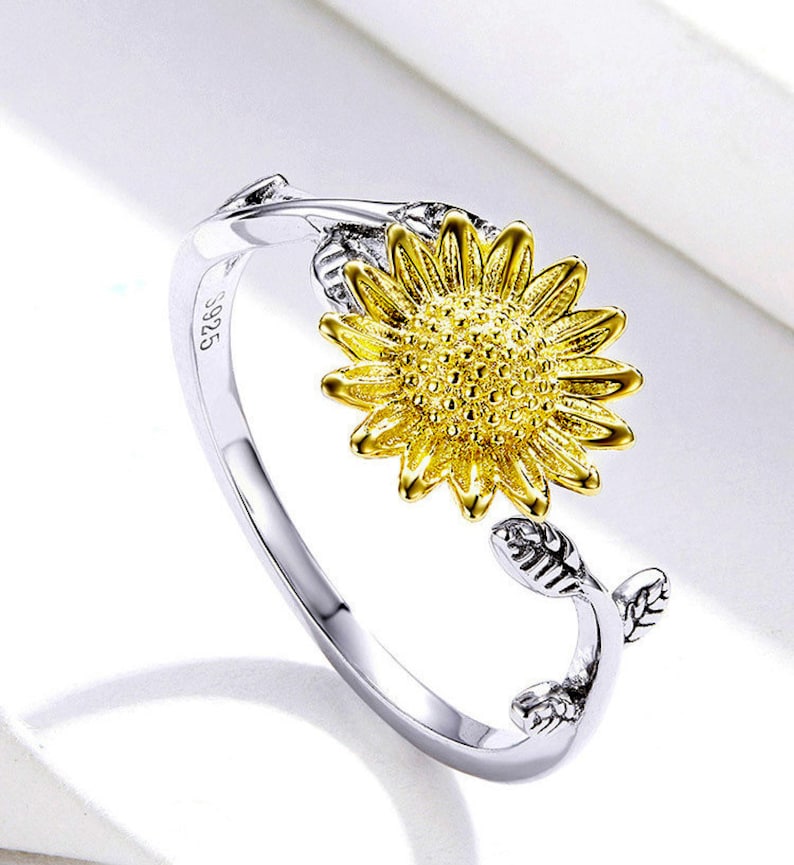 925 Silver Ring Sun Ring Sunflower Ring Flower Ring - Etsy