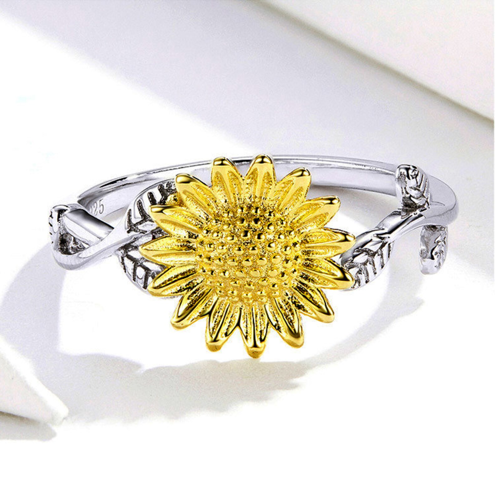 925 Silver Ring Sun Ring Sunflower Ring Flower Ring - Etsy