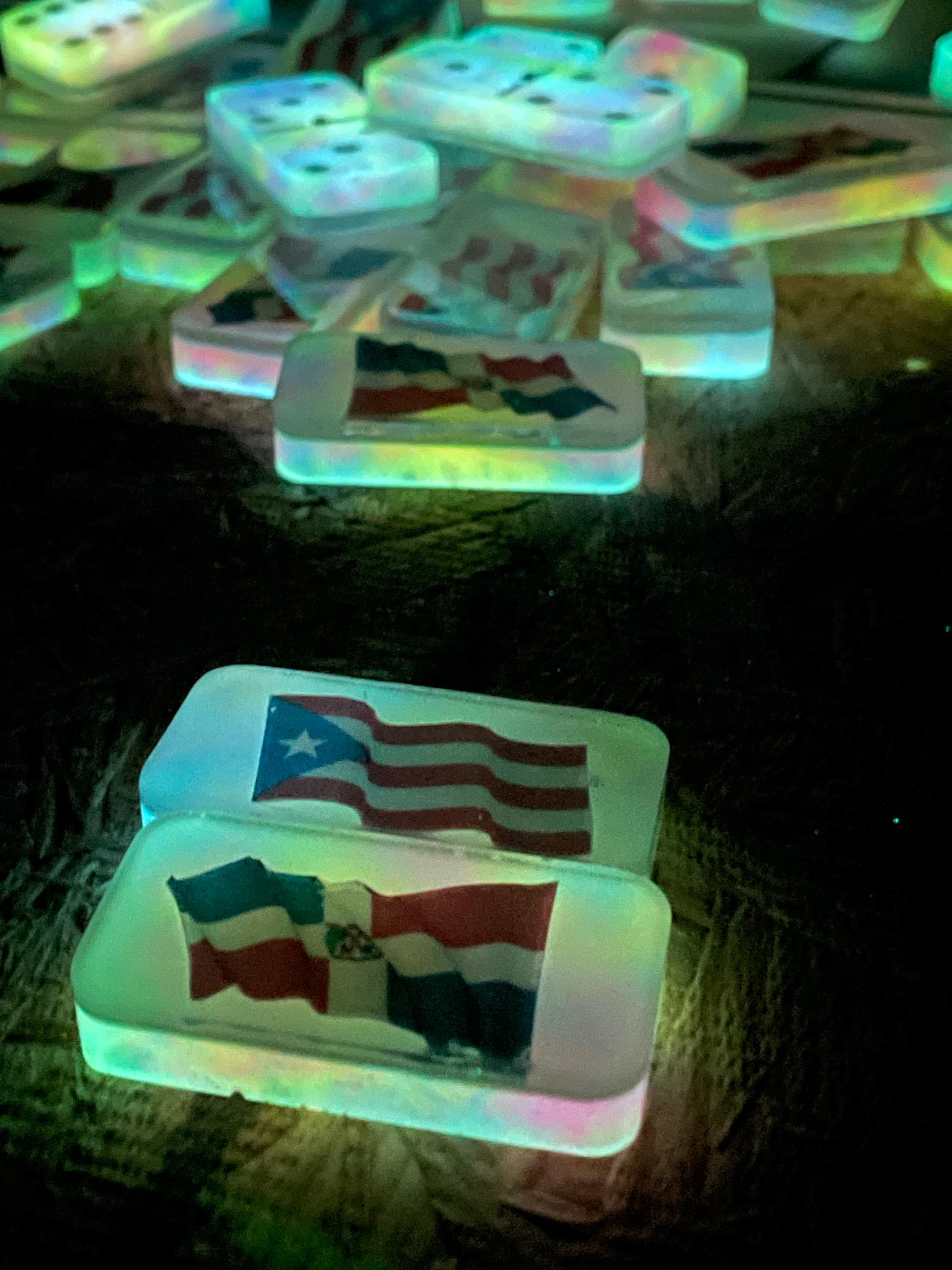 Puerto Rico and Dominican Republic Flag Custom Northern Lights Glow ...