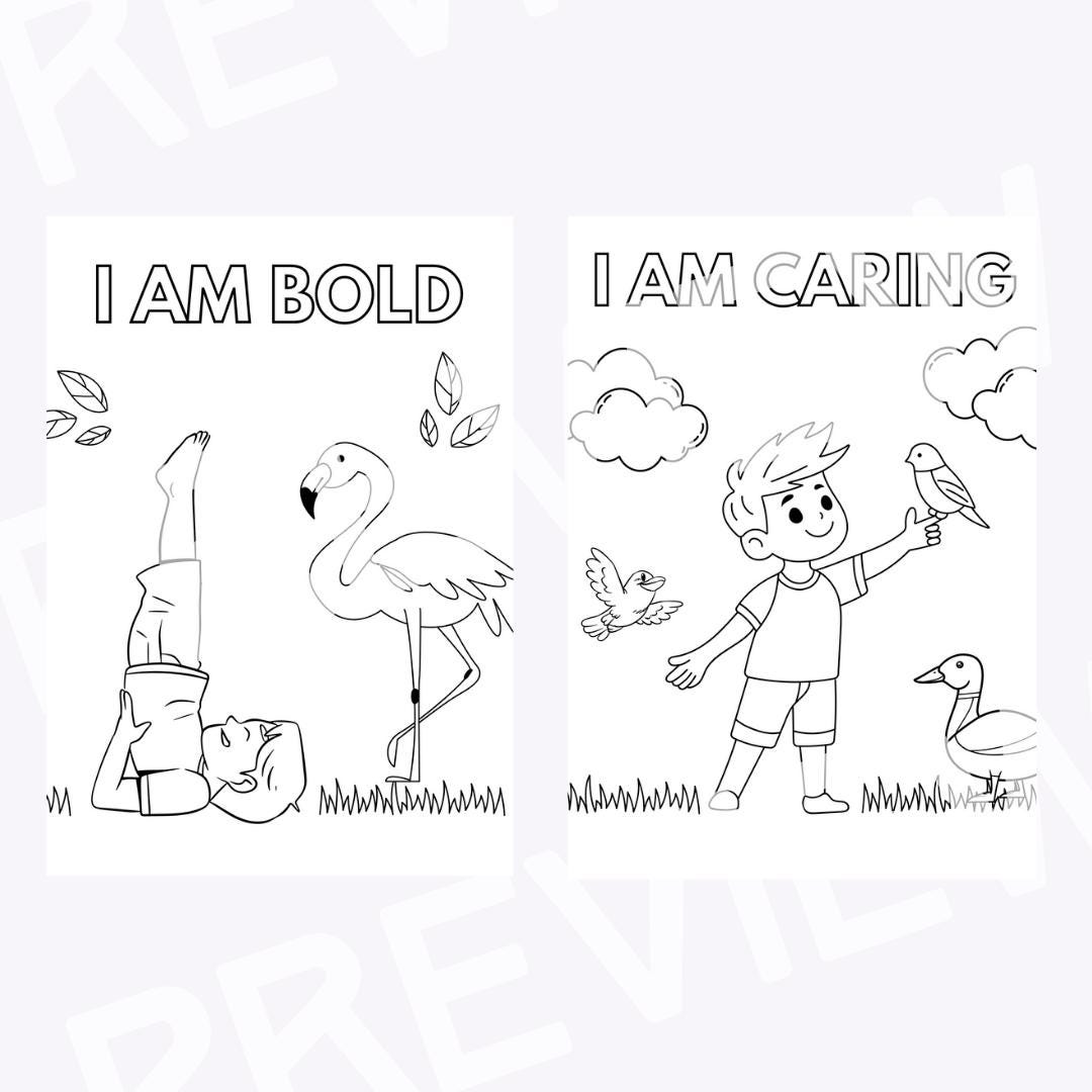Kids Yoga Affirmation Coloring Pages: Mindfulness Poses (printable) - Etsy