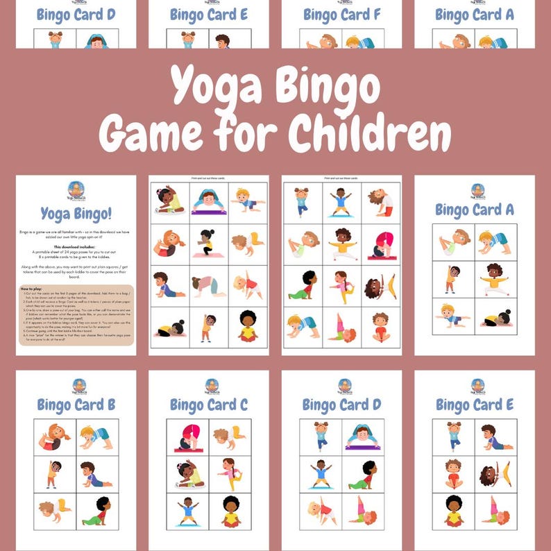 Yoga Bingo Game for Children Printable Mindfulness Game for Classroom ...