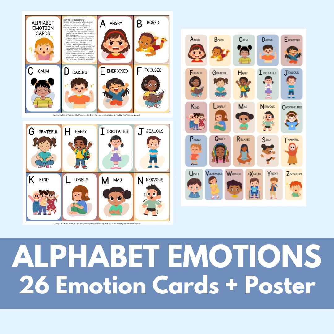 Alphabet Affirmation Cards + A3 Poster: Kids Yoga, Mindfulness (digital ...